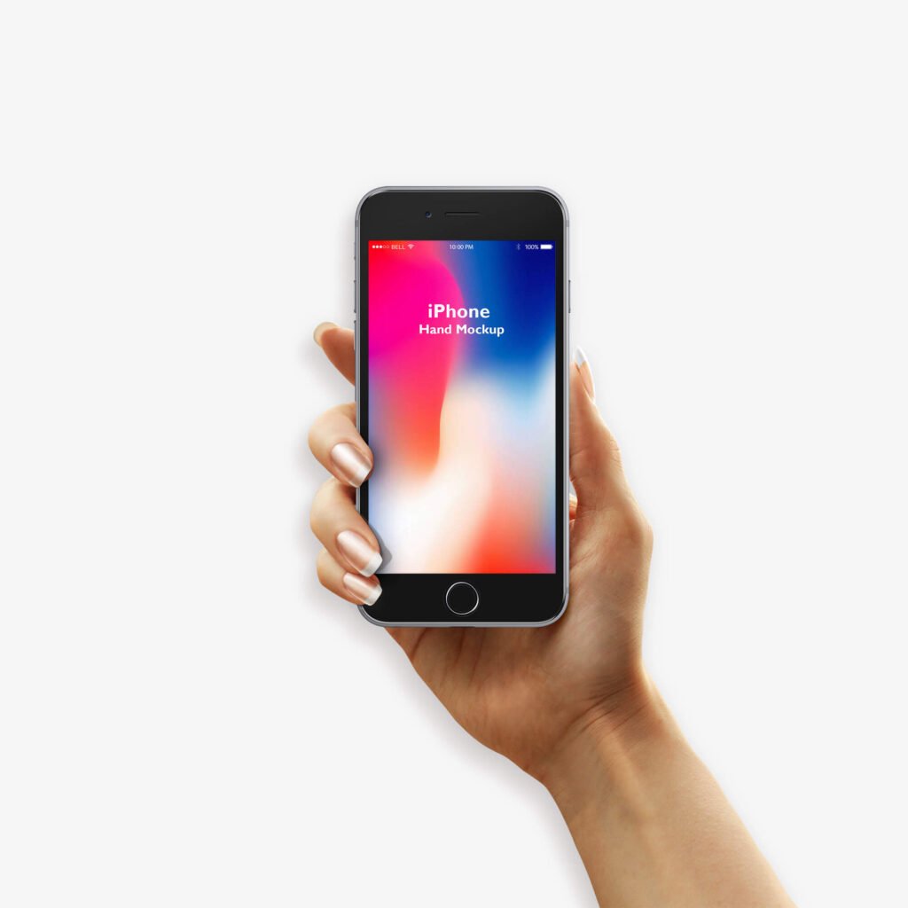 Free iPhone Hand Mockup PSD Template - Mockup Den