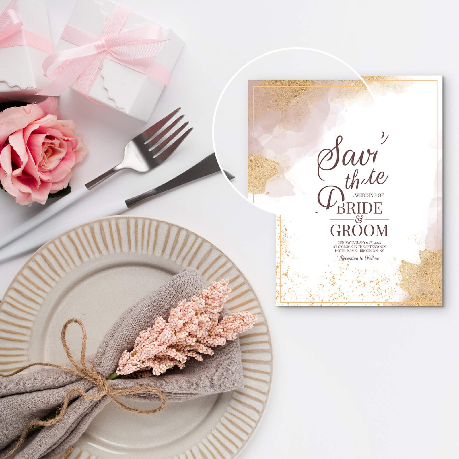 Free Wedding Table Mockup PSD Template - Mockup Den