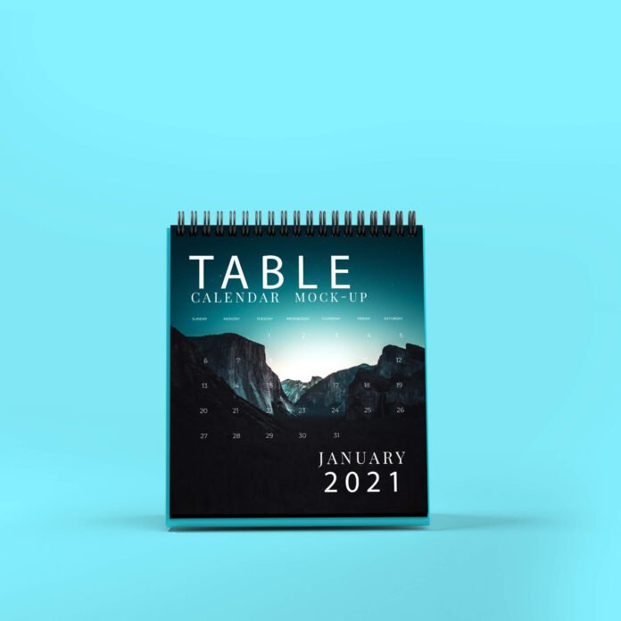 Free Table Calendar Mockup PSD Template - Mockup Den