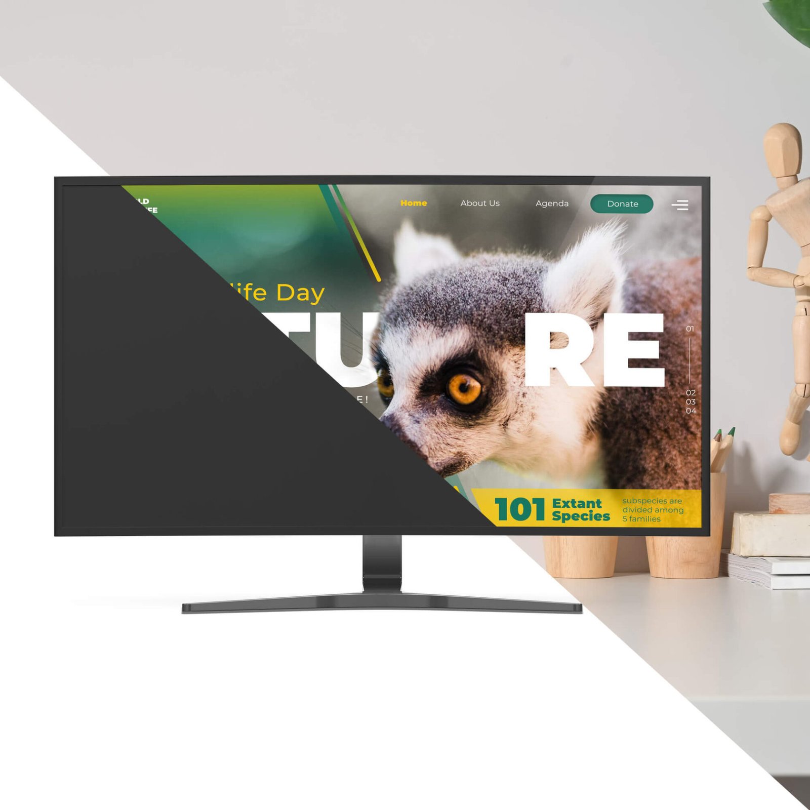 Free Website Screen Mockup in Computer PSD Template