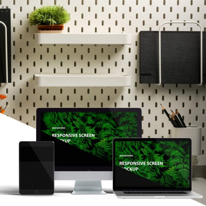 Free Responsive Screen Mockup PSD Template - Mockup Den