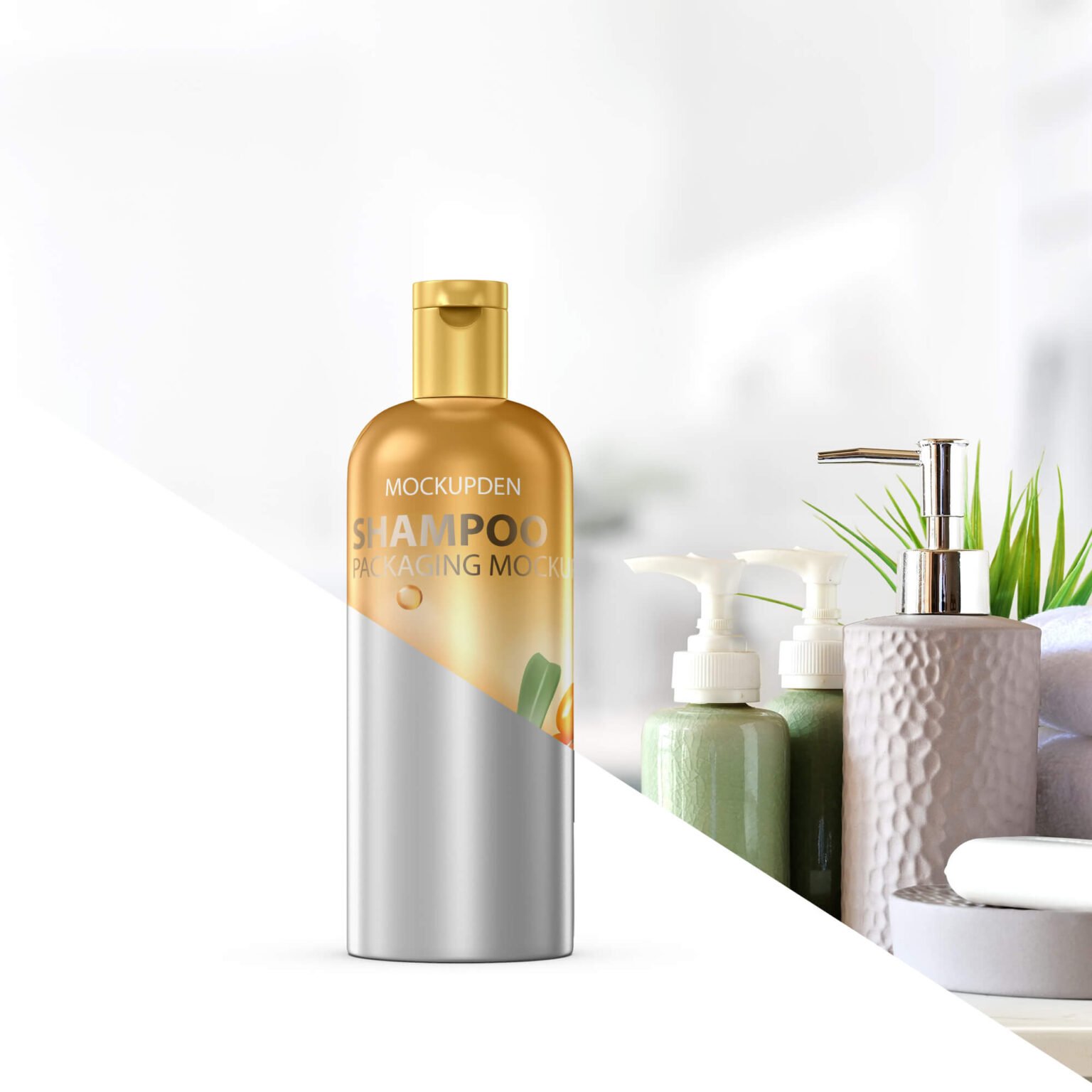 Free Shampoo Packaging Mockup PSD Template - Mockup Den