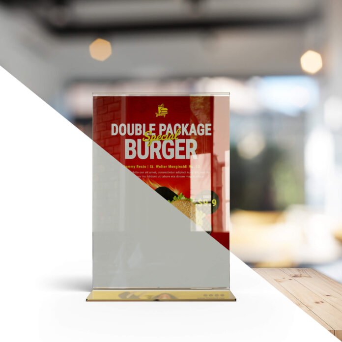 Free Table Standee Mockup PSD Template - Mockup Den