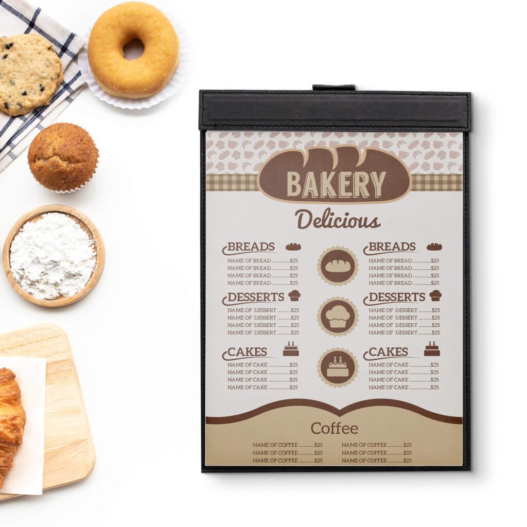Free Bakery Menu Mockup PSD Template - Mockup Den
