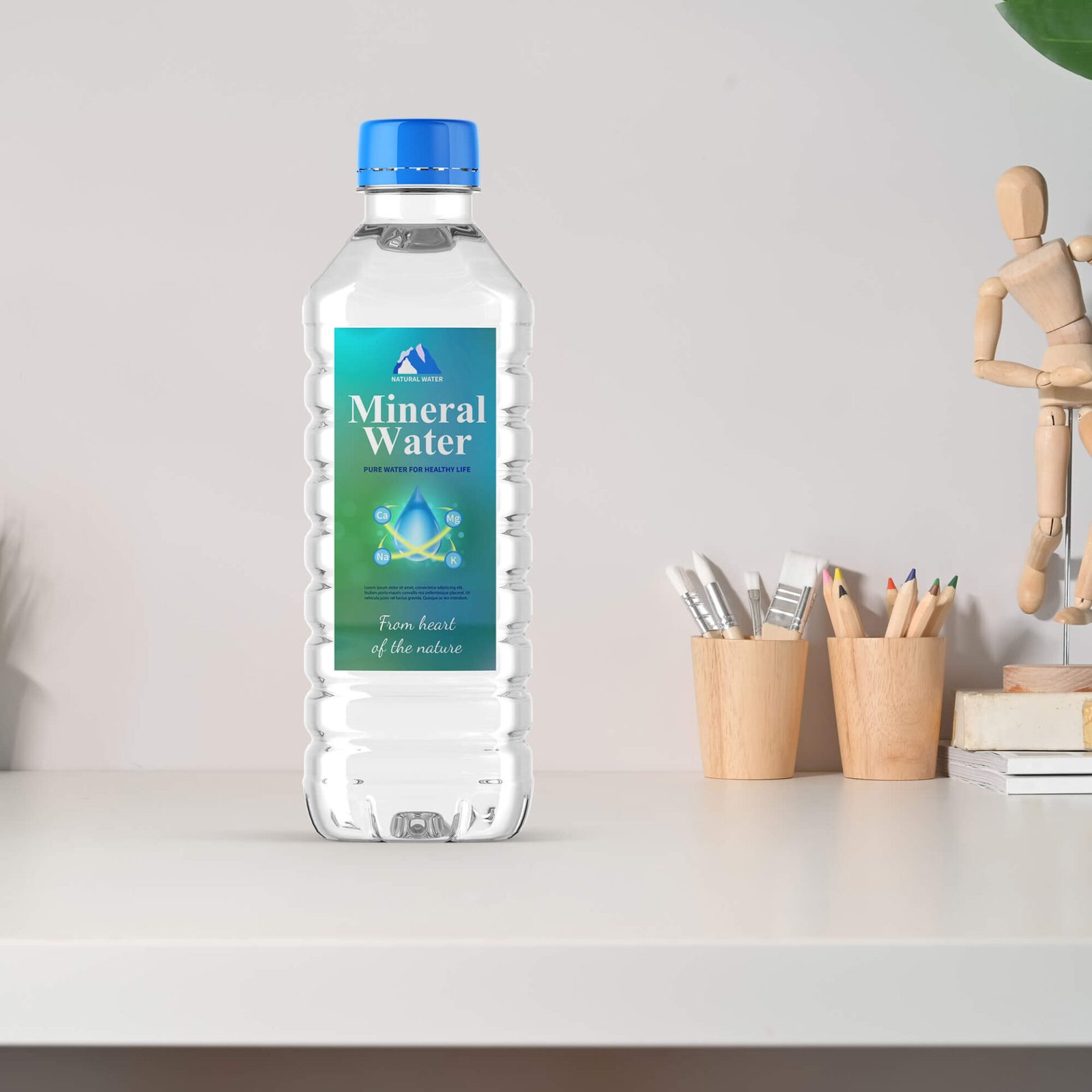 Free Mineral Water Bottle Mockup PSD Template - Mockup Den