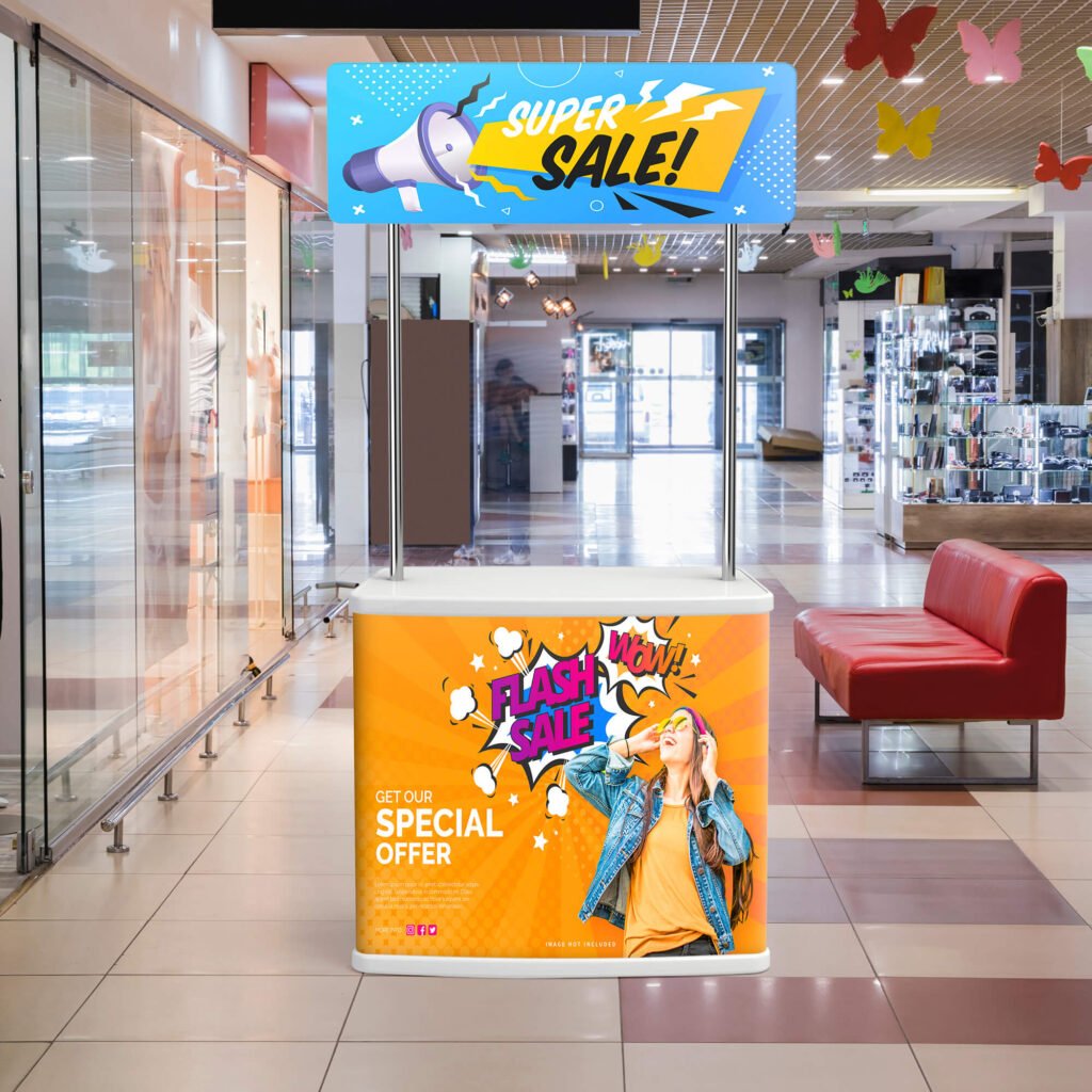 Free Promotion Table Mockup PSD Template - Mockup Den