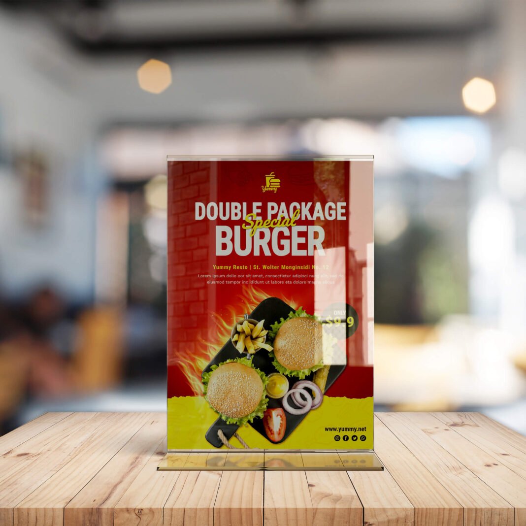 Free Table Standee Mockup PSD Template - Mockup Den