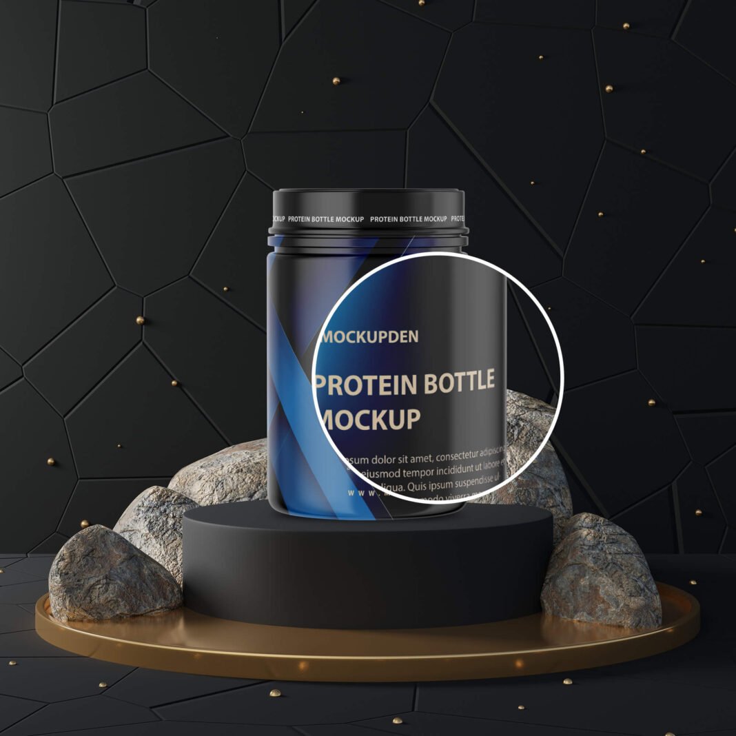 Free Protein Bottle Mockup PSD Template - Mockup Den