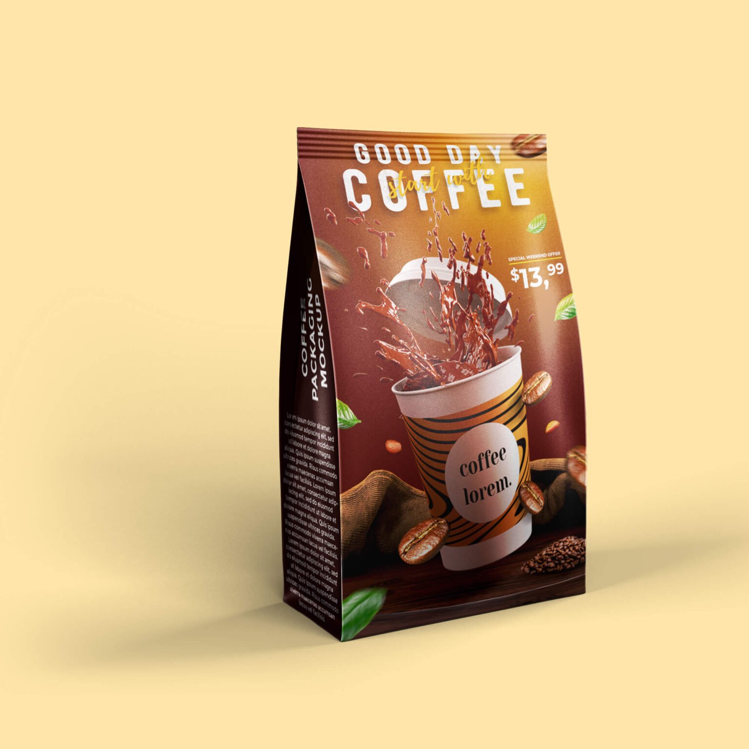 Free Coffee Packaging Mockup PSD