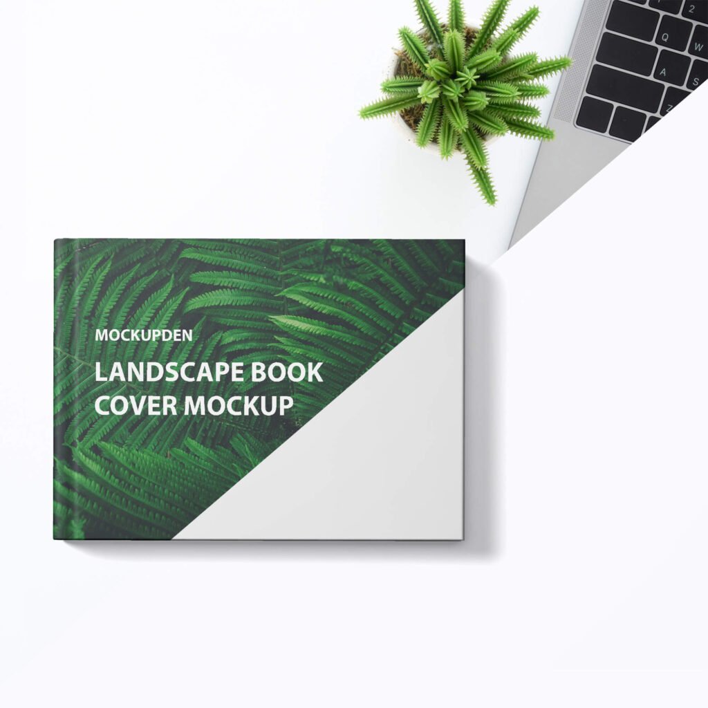 Free Landscape Book Cover Mockup PSD Template - Mockup Den