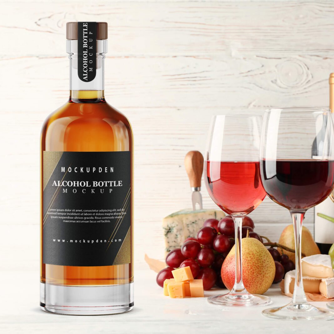 Free Alcohol Bottle Mockup PSD Template - Mockup Den