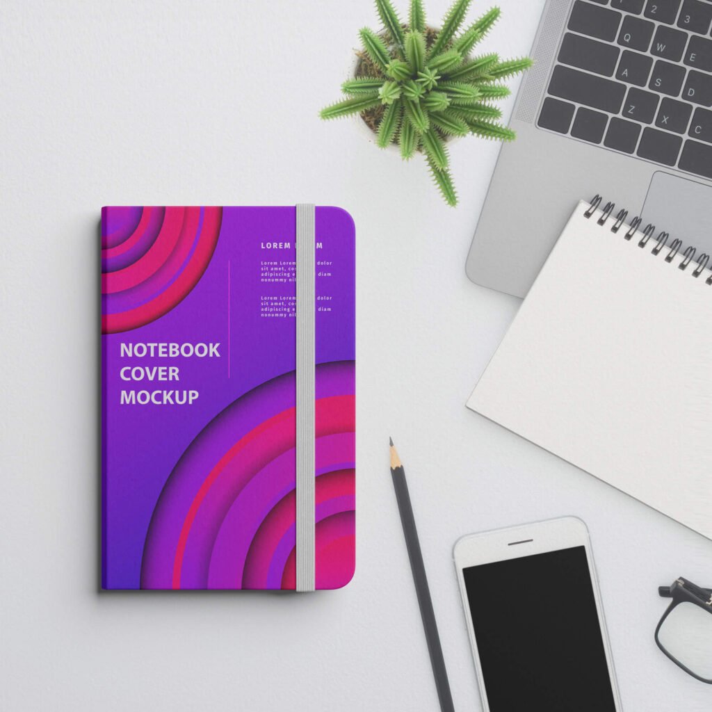 Free Notebook Cover Mockup PSD Template - Mockup Den