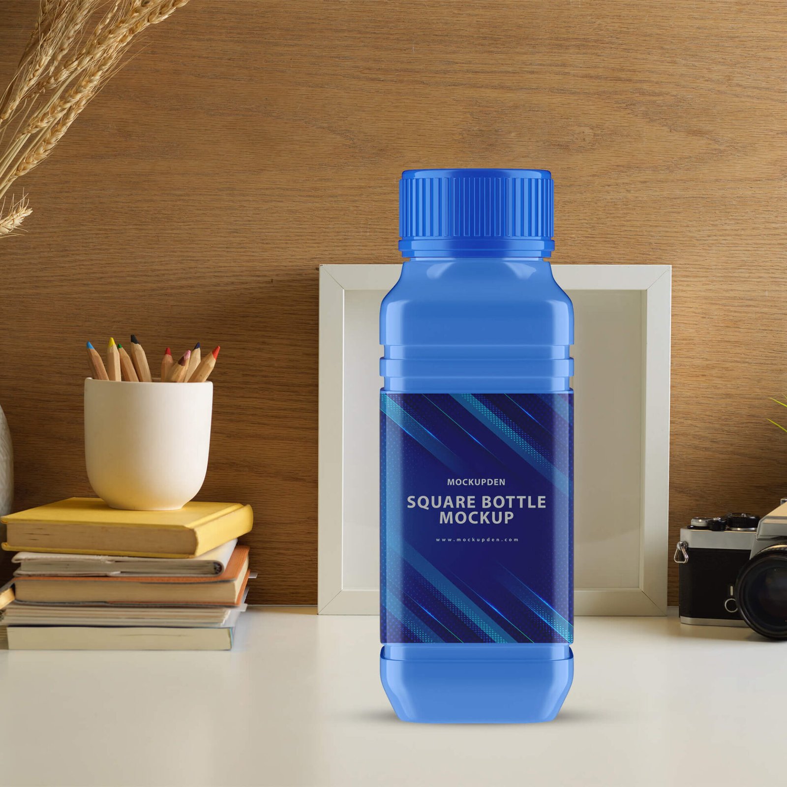 Free Square Bottle Mockup PSD Template - Mockup Den