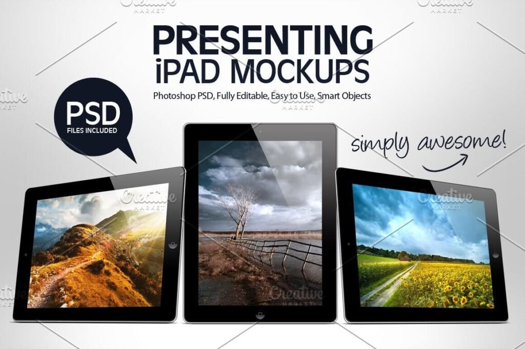 20+ Cool iPad Screen Mockup PSD Templates - Mockup Den