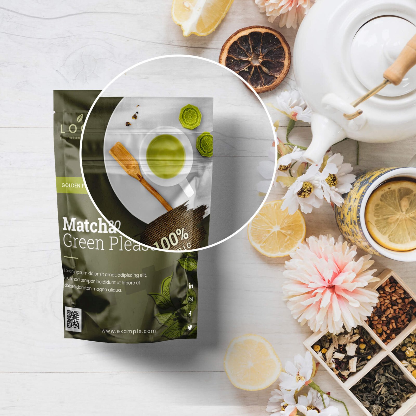 Free Tea Packaging Mockup PSD