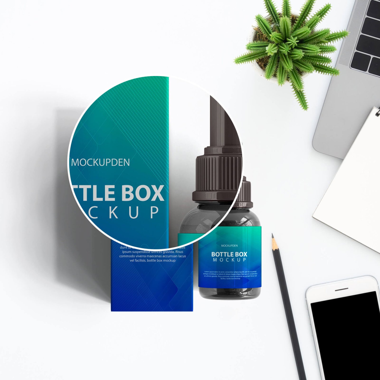 Free Bottle Box Mockup PSD Template - Mockup Den