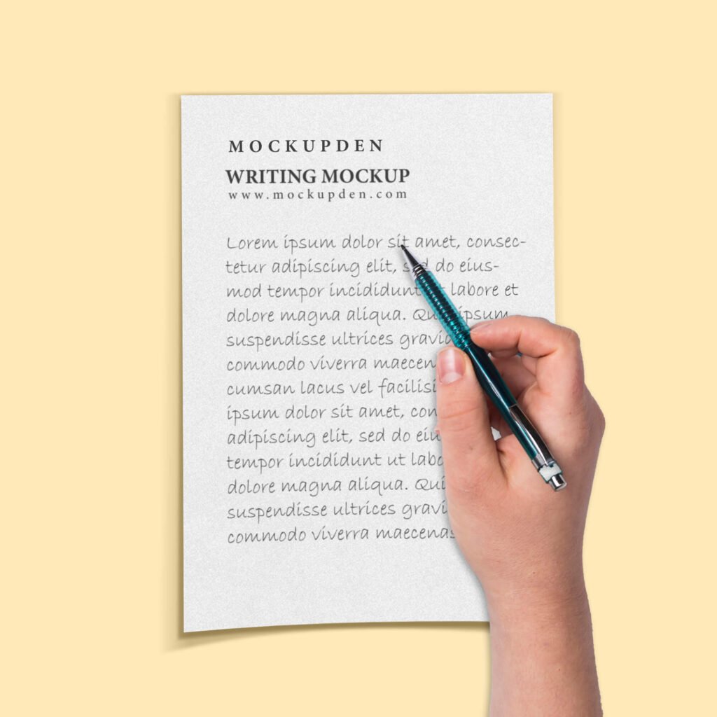 Free Writing Mockup PSD Template - Mockup Den