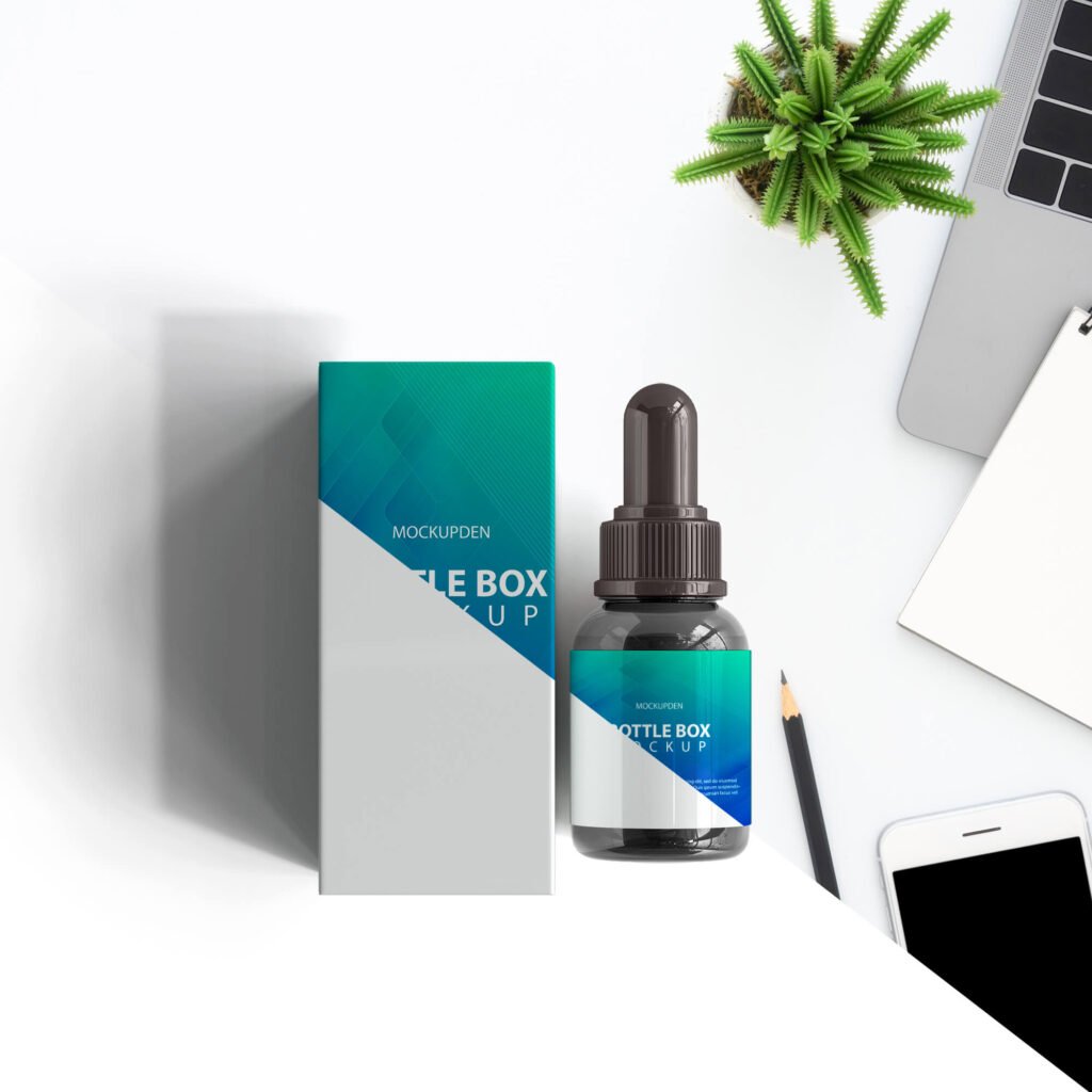 Free Bottle Box Mockup PSD Template - Mockup Den