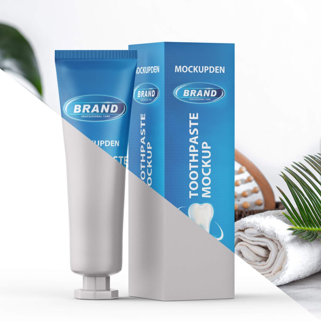 Free Toothpaste Packaging Mockup PSD Template- Mockup Den