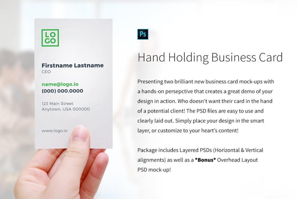 27+ Best Business Card in Hand Mockup PSD Templates