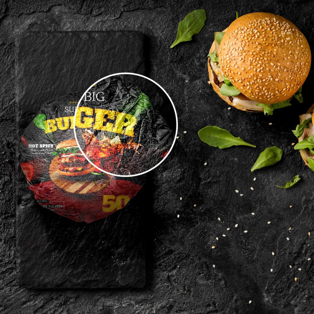 Free Burger Wrapping Paper Mockup...