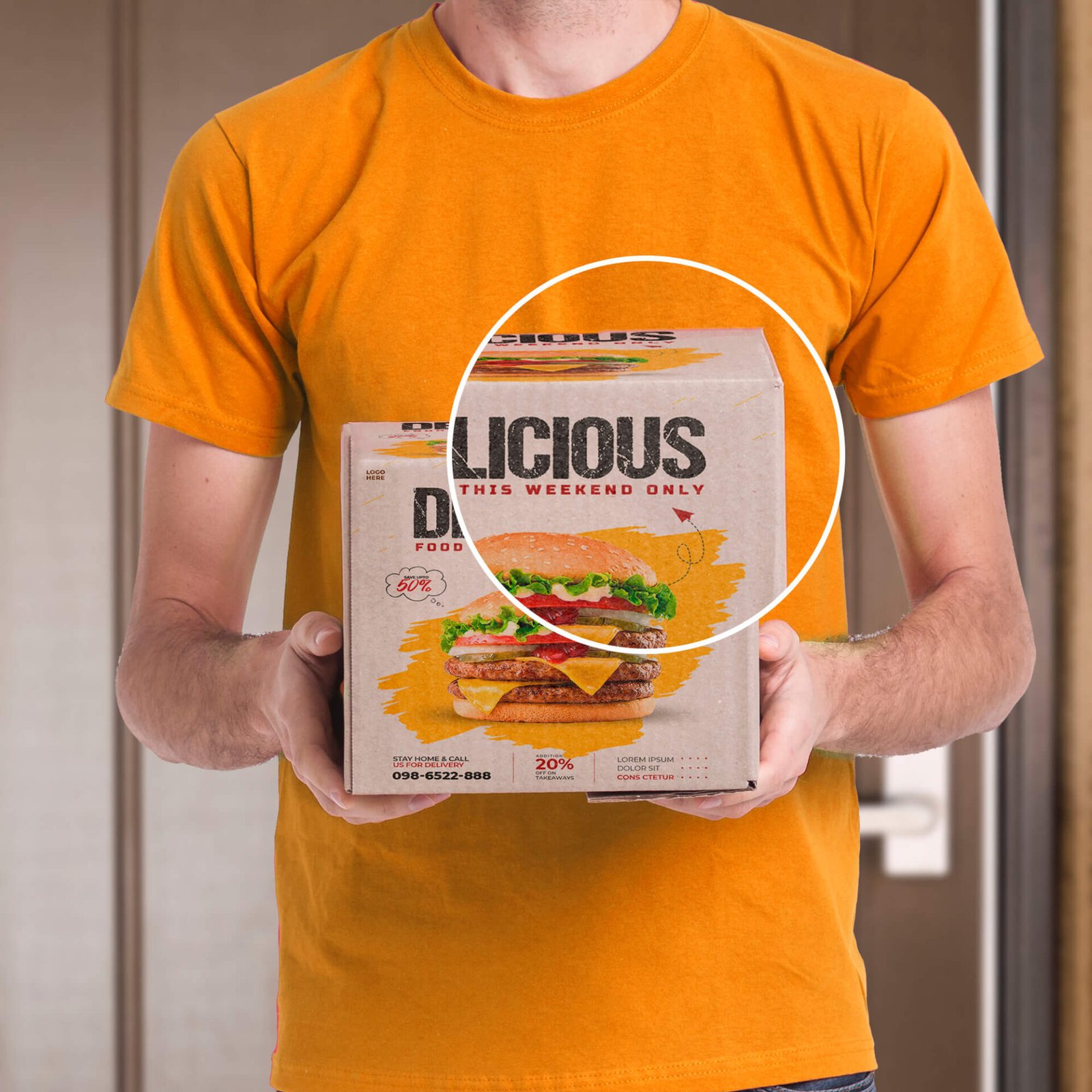 Free Food Delivery Box Mockup PSD