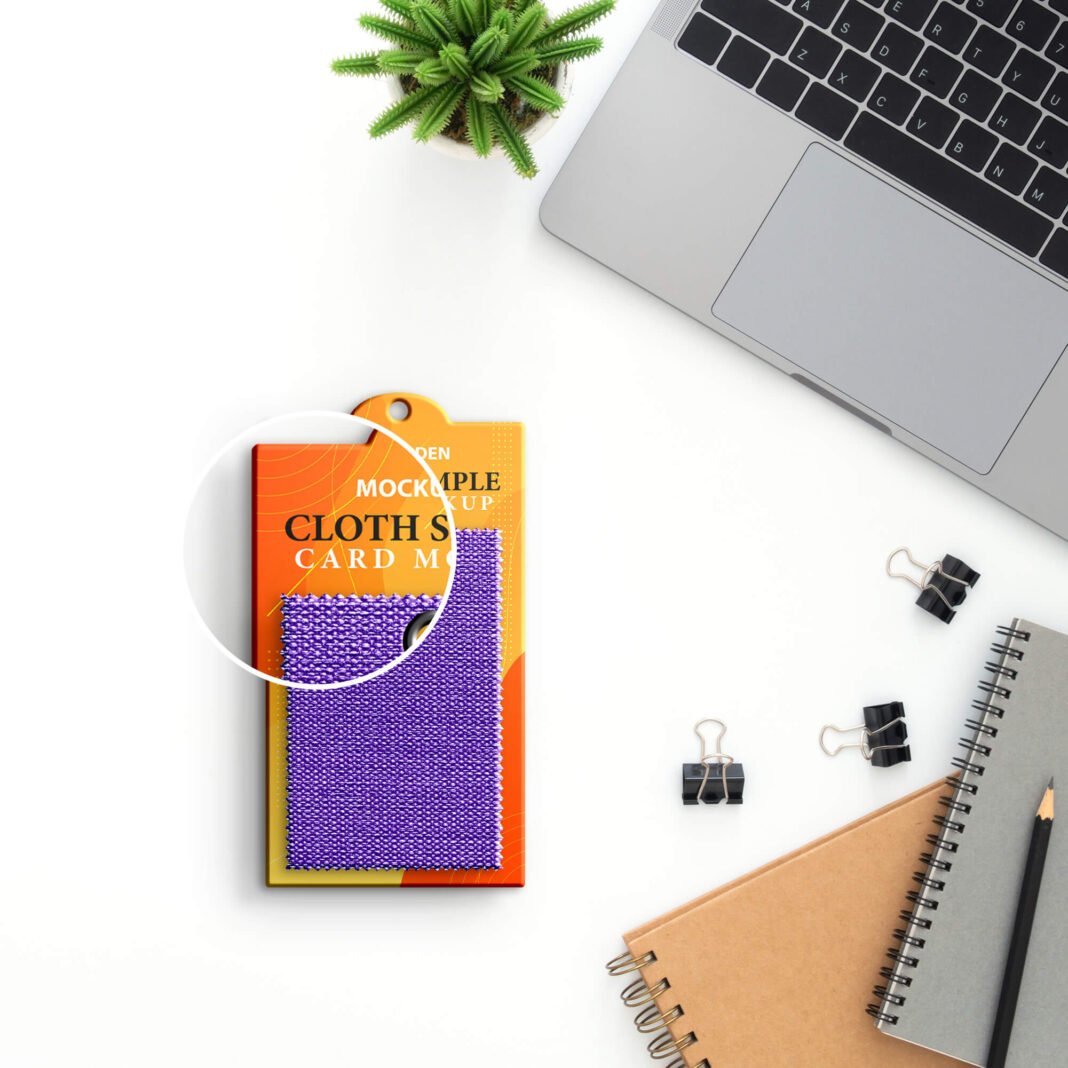 Free Fabric Sample Card Mockup PSD Template - Mockup Den