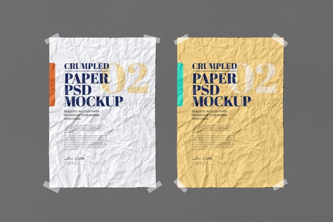 27+ Best Wrinkled Paper Mockup PSD Templates - Mockup Den