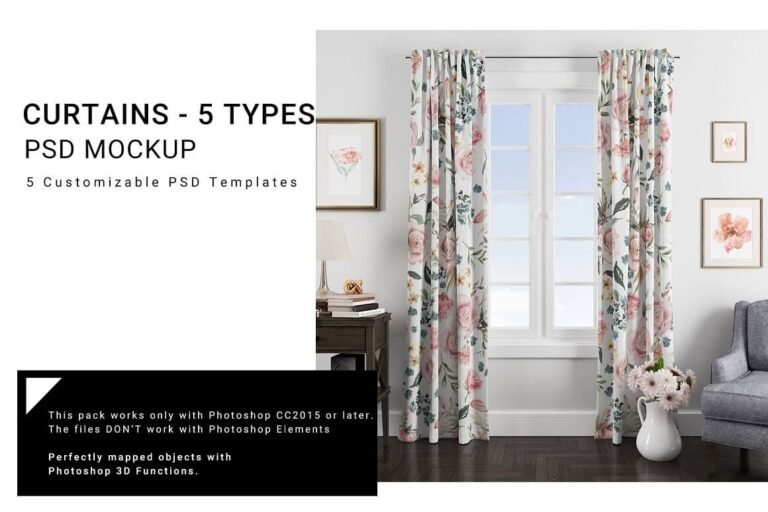 21+ Unique Designer Curtain Mockup PSD Templates - MockupDen