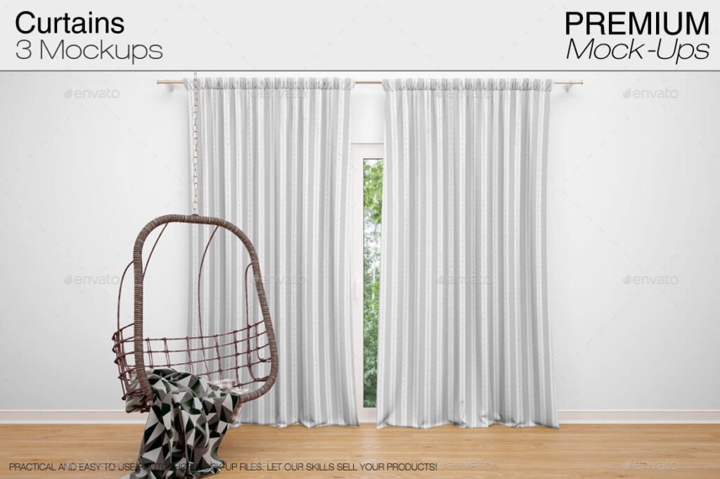21+ Unique Designer Curtain Mockup PSD Templates - MockupDen