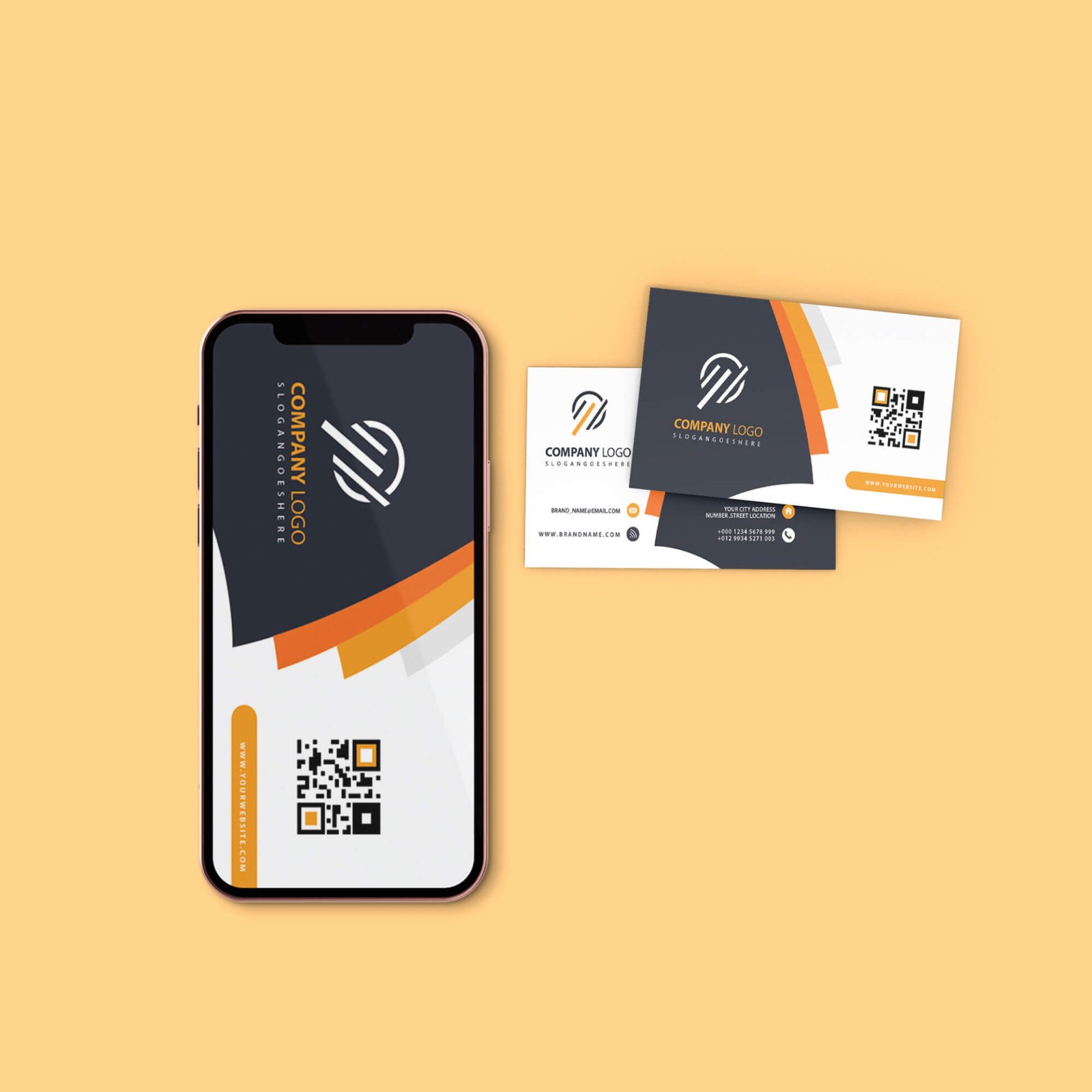 Free Card And Phone Mockup PSD Template - Mockup Den