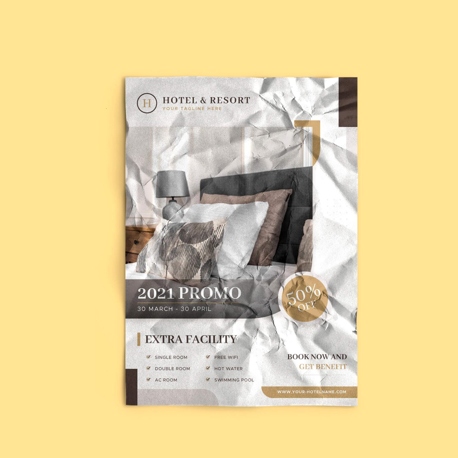 Free Crumpled Paper Mockup PSD Template - Mockup Den