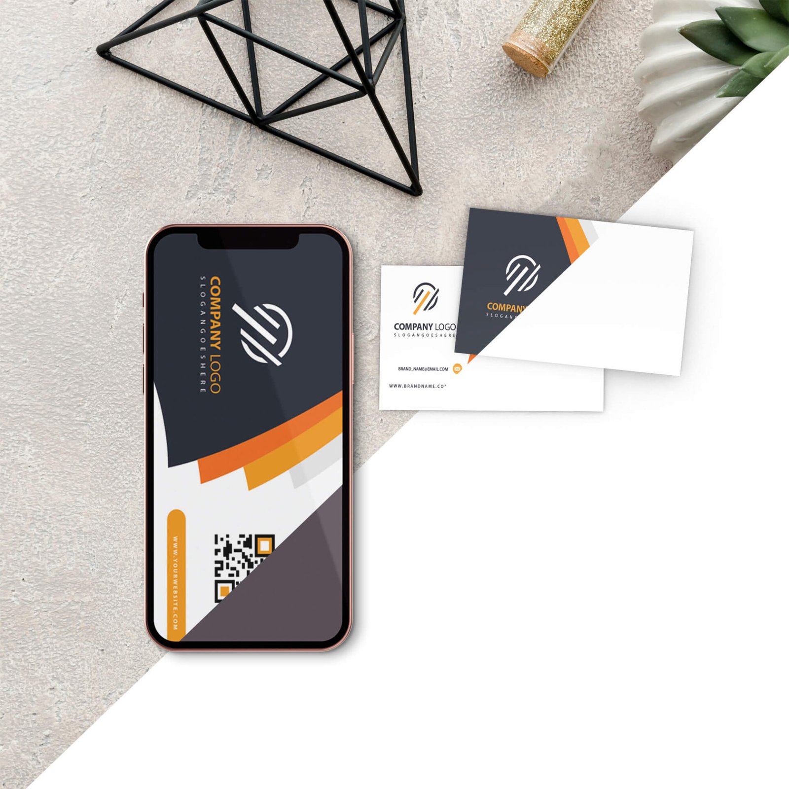 Free Card And Phone Mockup PSD Template - Mockup Den