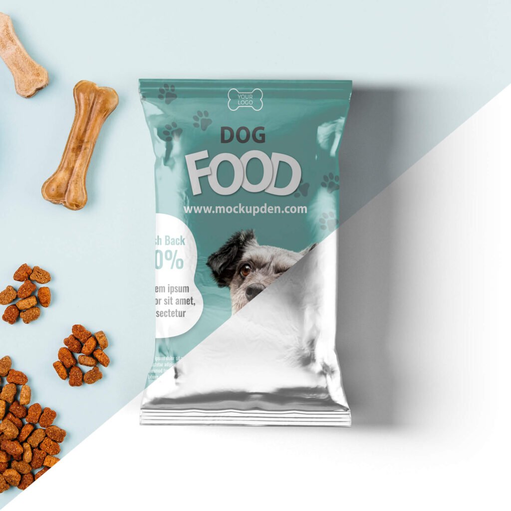 Free Dog Food Packaging Mockup PSD Template