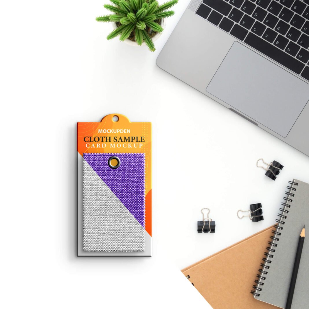 Free Fabric Sample Card Mockup PSD Template - Mockup Den