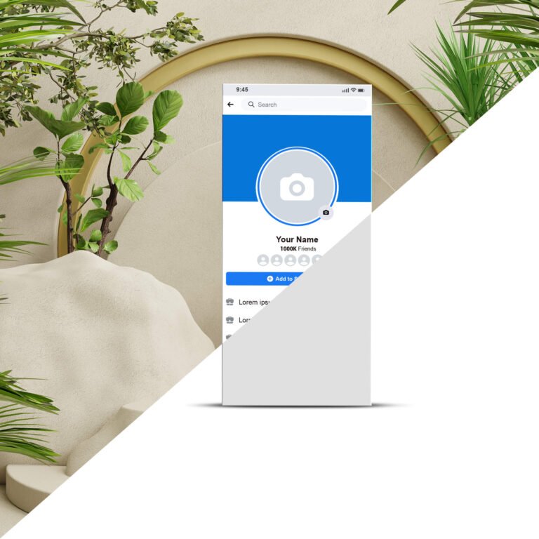 Free Facebook Profile Mockup On Phone PSD Template
