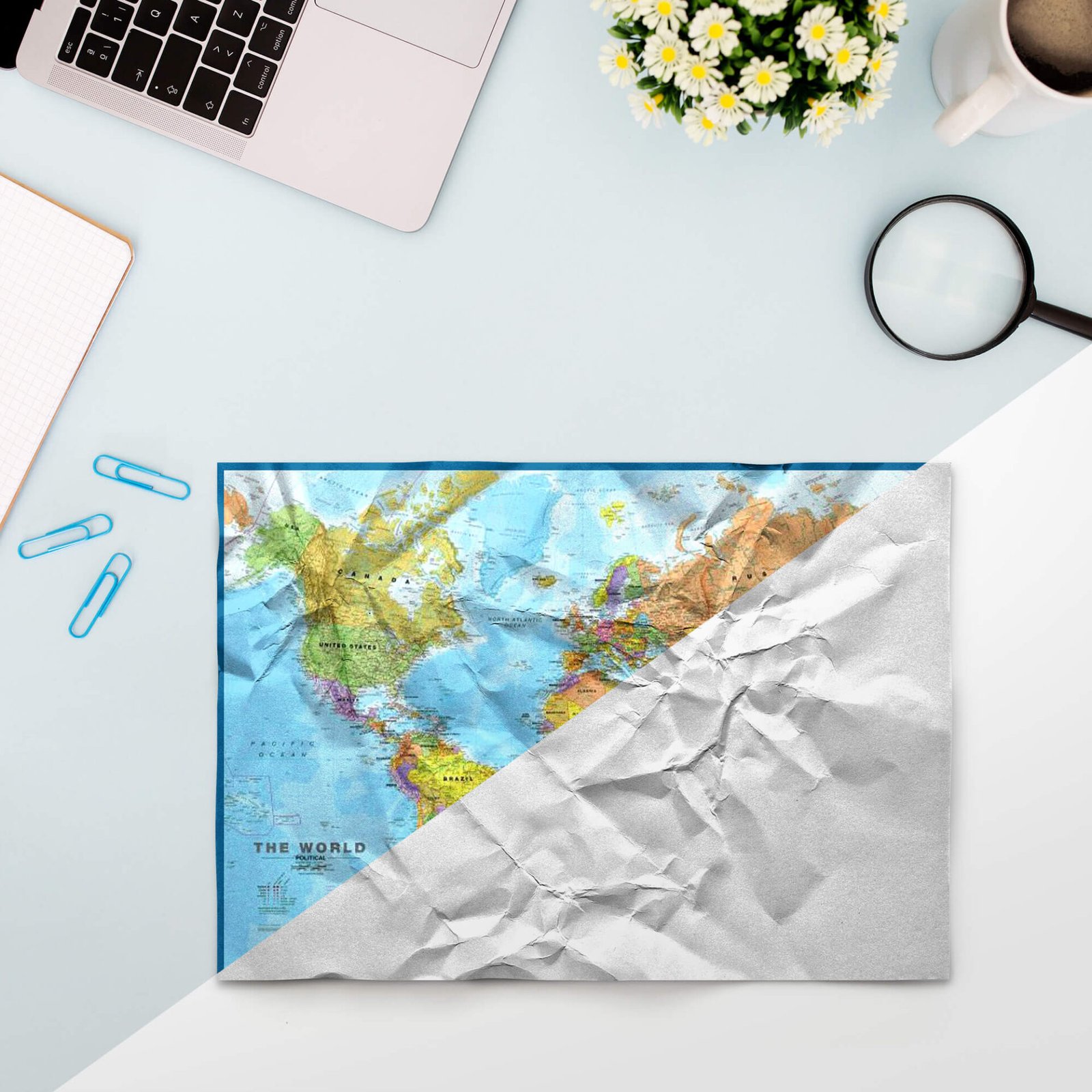 Free Folded Map Mockup PSD