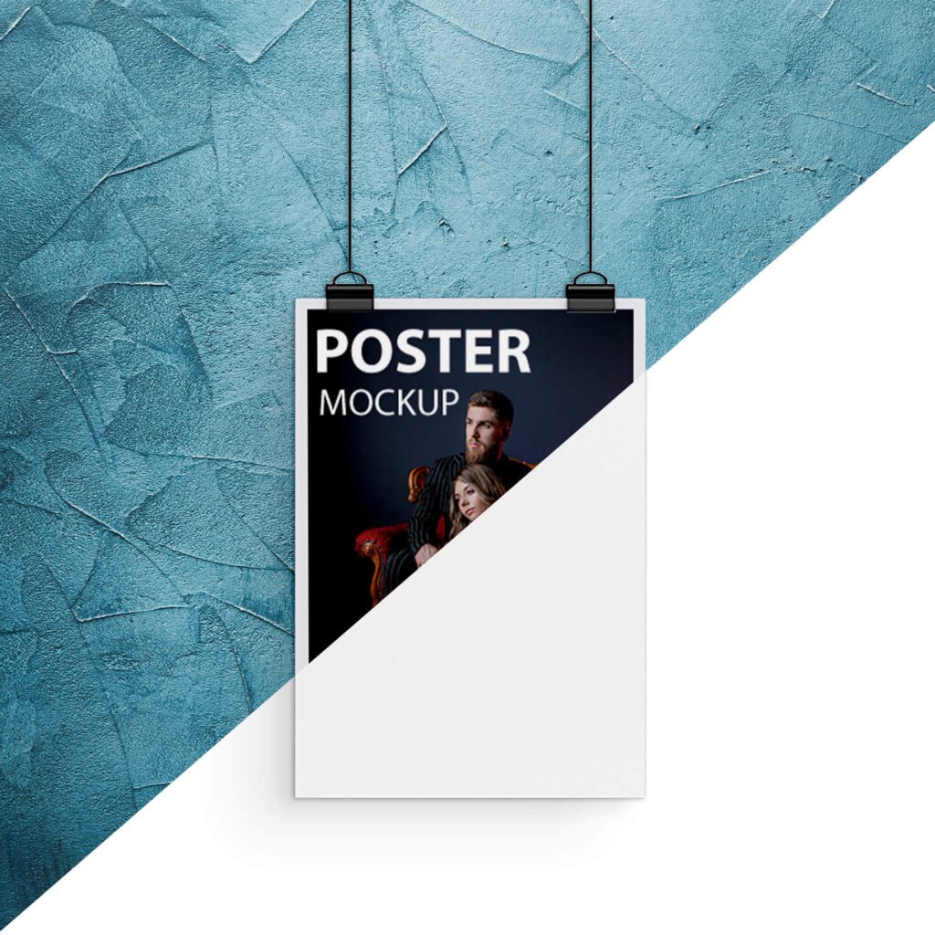 Free Hanging Poster Mockup PSD