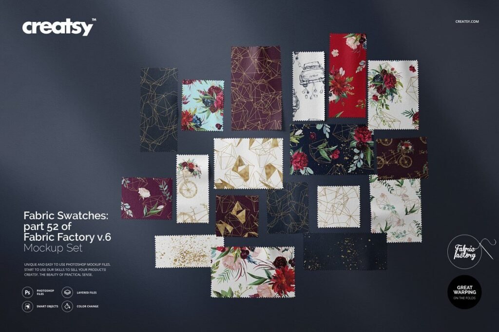 27+ Fantastic Fabric Swatch Mockup PSD Templates
