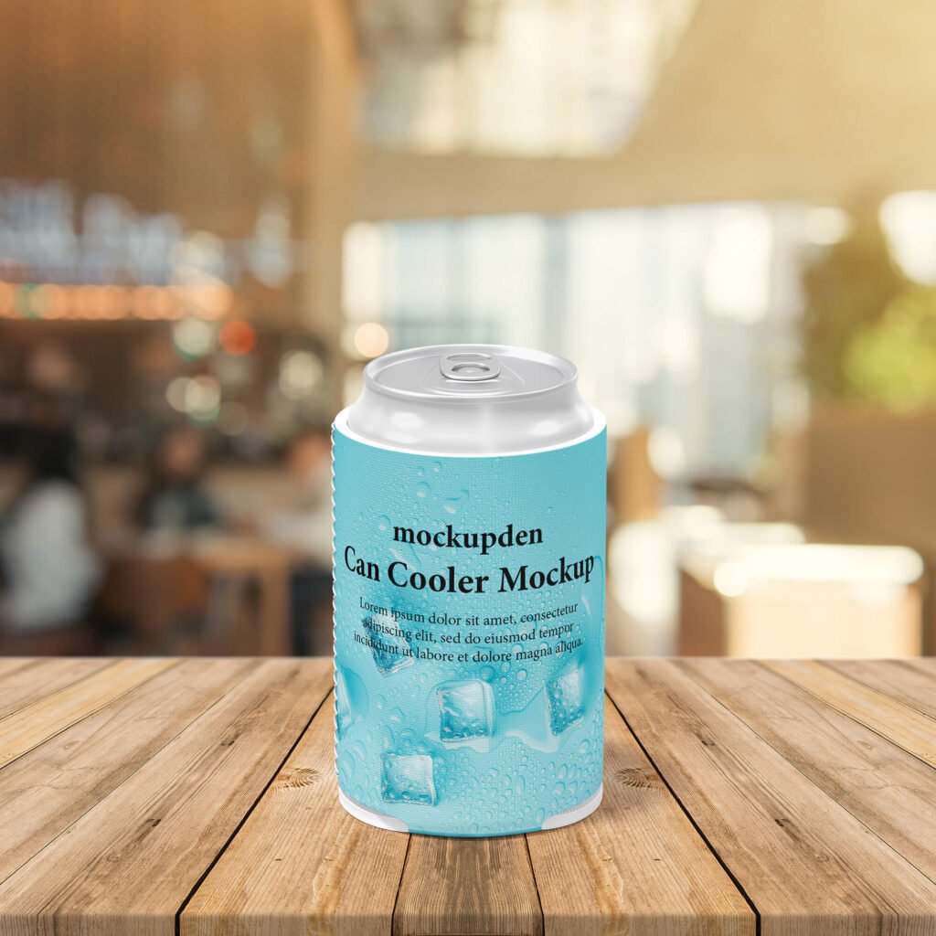 Free Can Cooler Mockup PSD