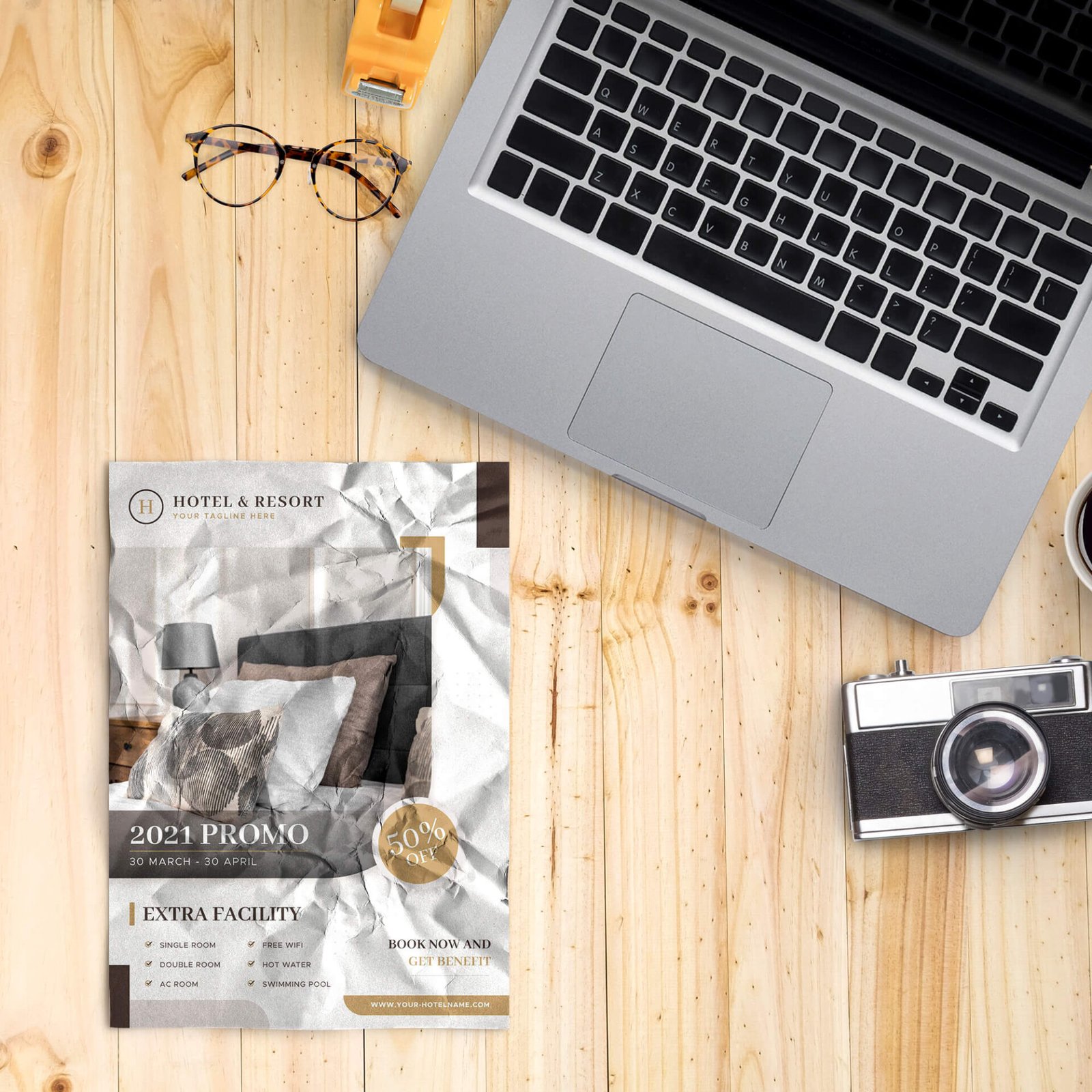 Free Crumpled Paper Mockup PSD Template - Mockup Den