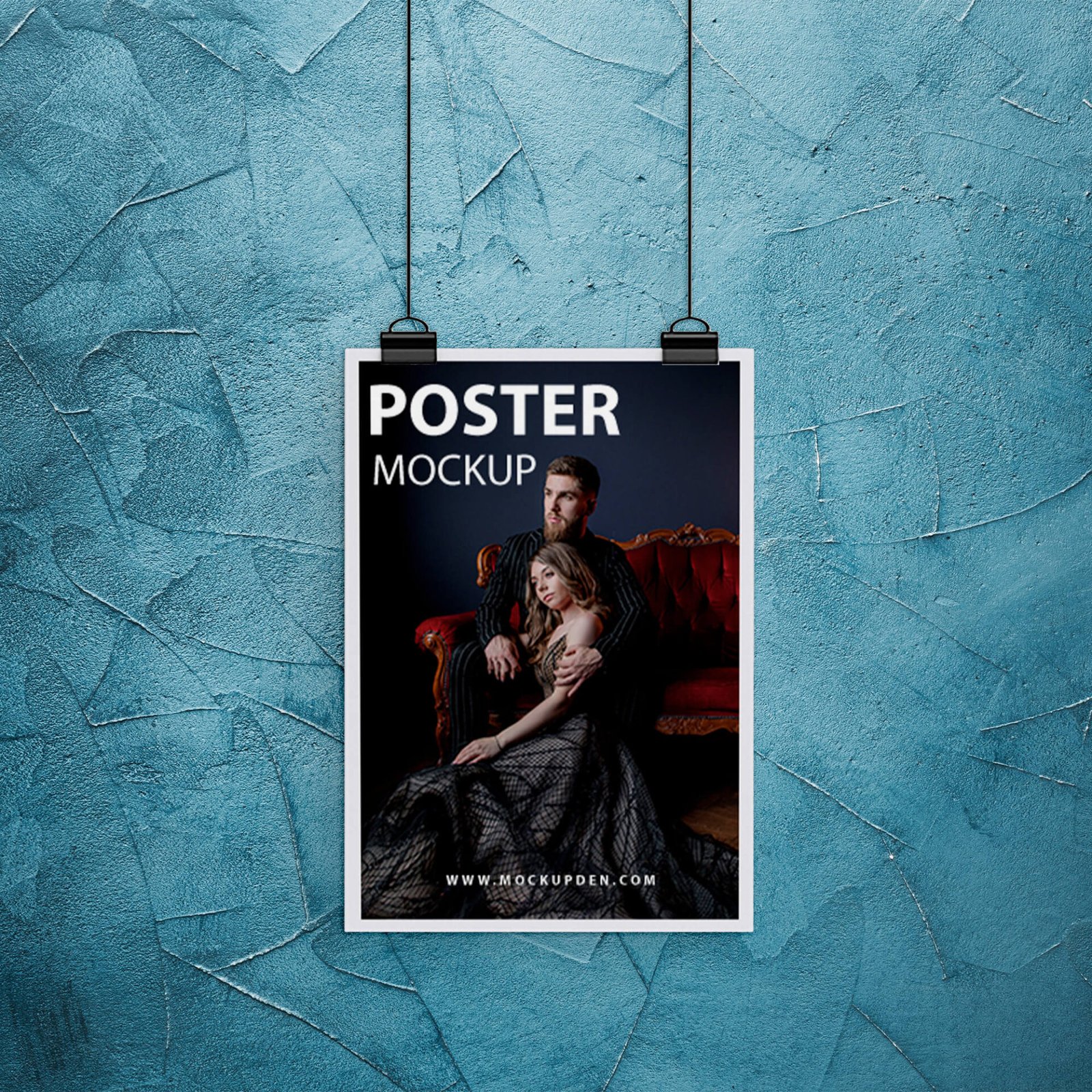 Free Hanging Poster Mockup PSD