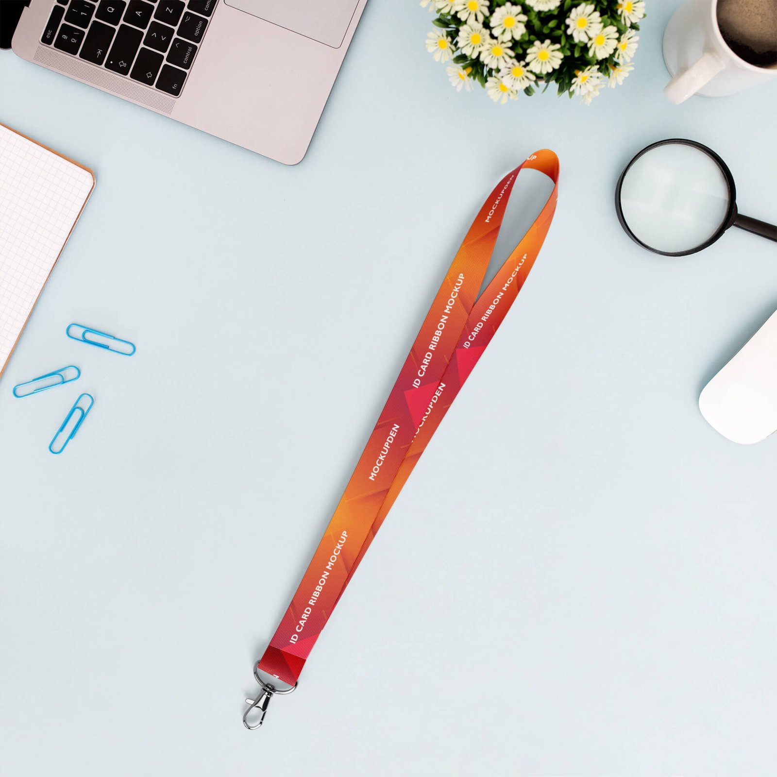 Free Id Card Ribbon Mockup PSD Template - Mockup Den