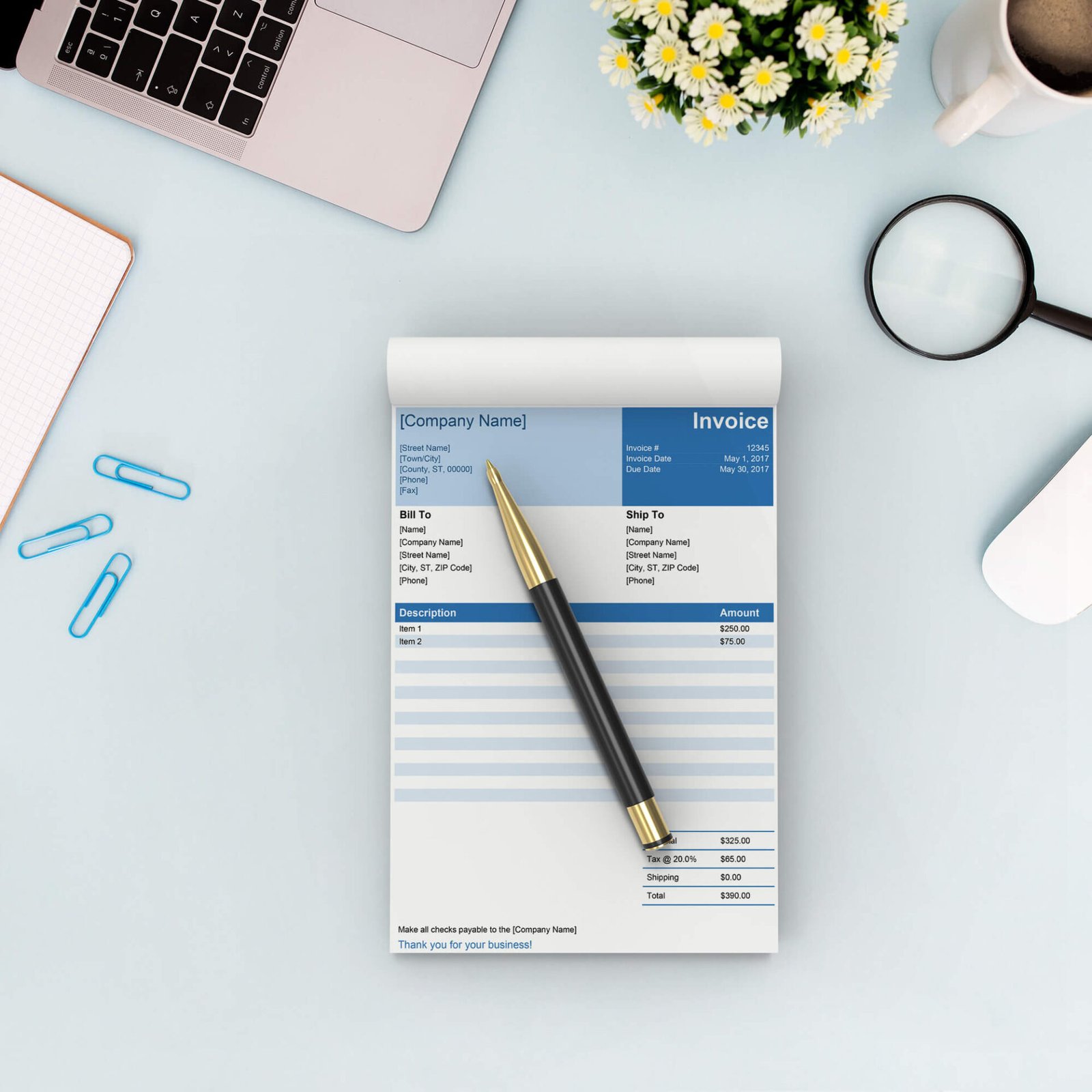 Free Invoice Book Mockup PSD