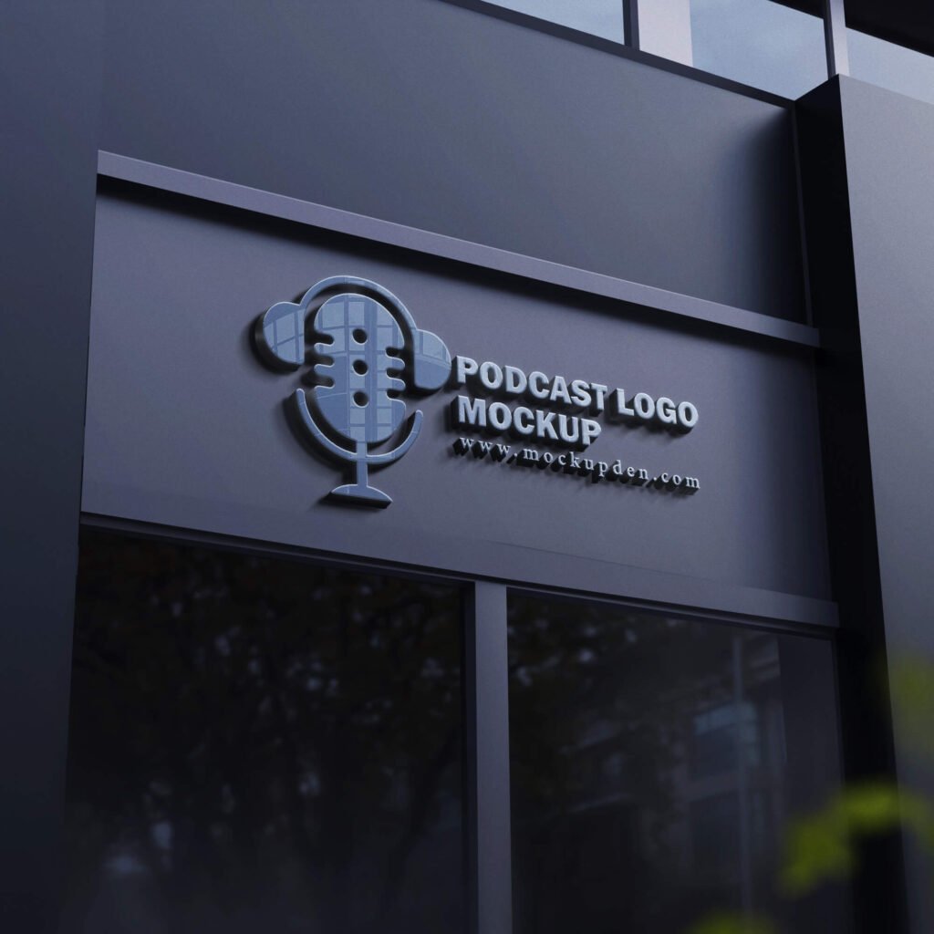 Free Podcast Logo Mockup PSD