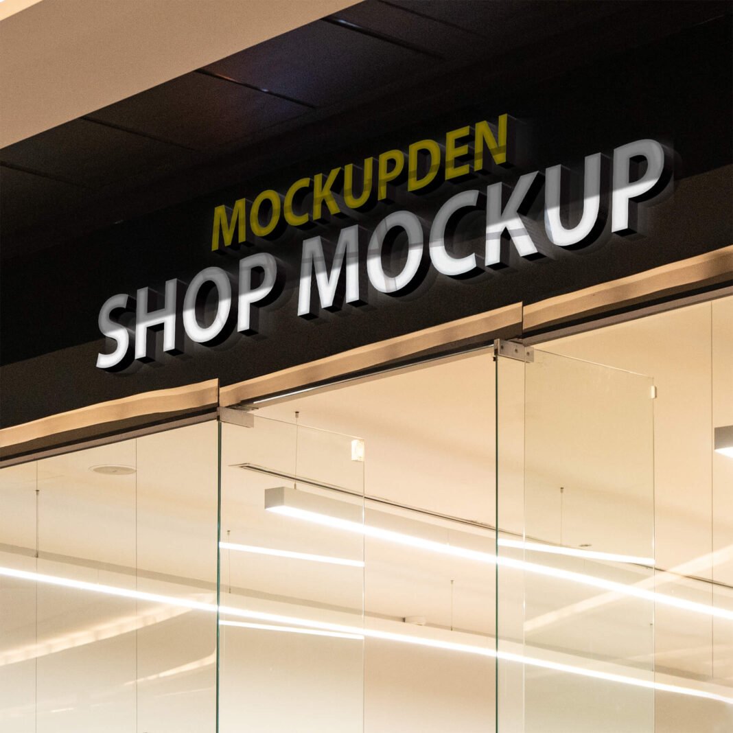 Free Shop Mockup PSD Template