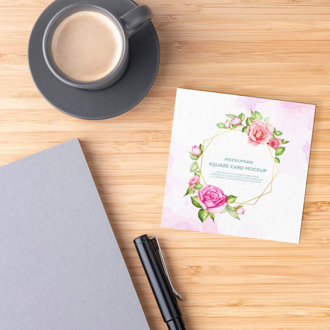 Free Square Card Mockup PSD