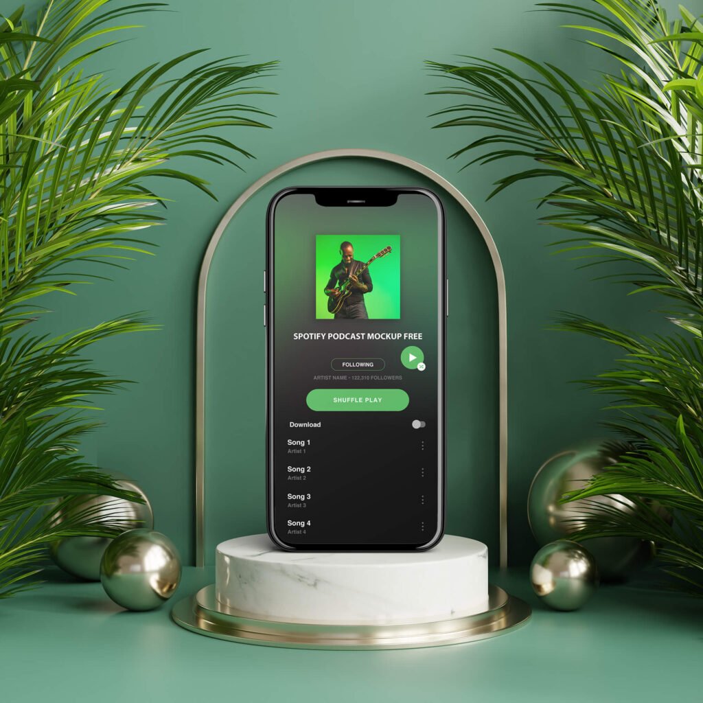 Spotify Podcast Mockup Free PSD Template - Mockup Den