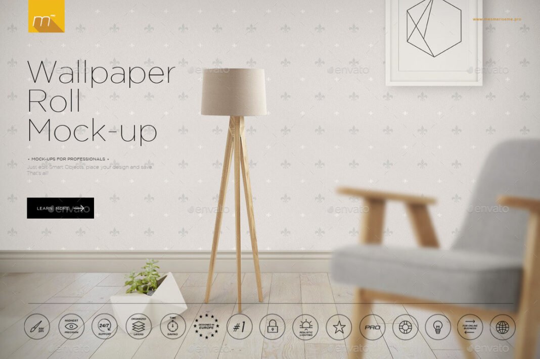 16+ Beautiful Wallpaper Mockup PSD Templates