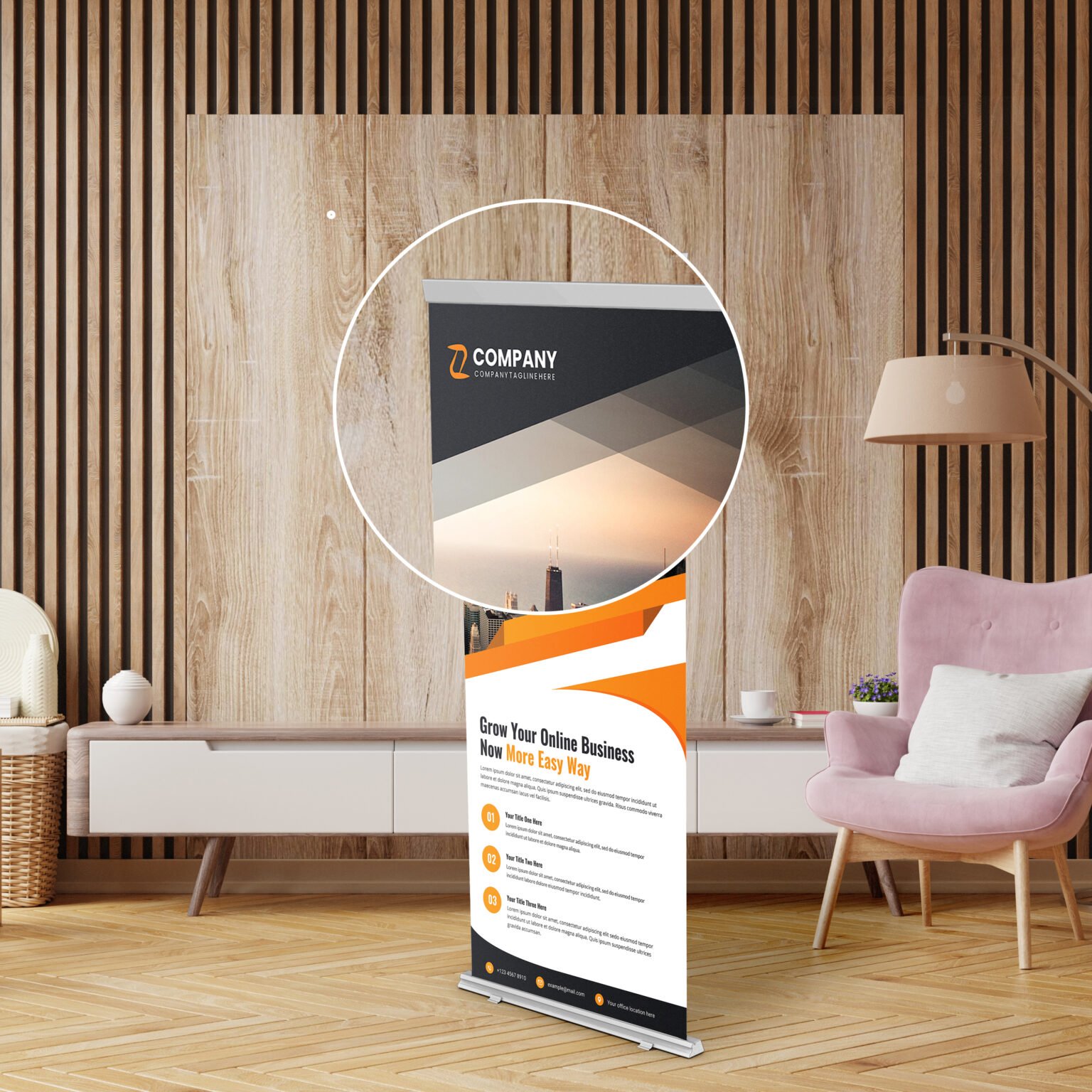 Free Stand Banner Mockup PSD